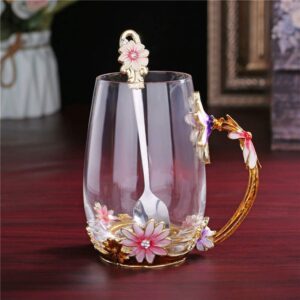 Luka Tech Mothers Day Gifts For Mom ,Daisy Flower Glass Tea Cups Best Mom Ever Gift, Birthday Gifts For Mum Grandma From Daughter Son