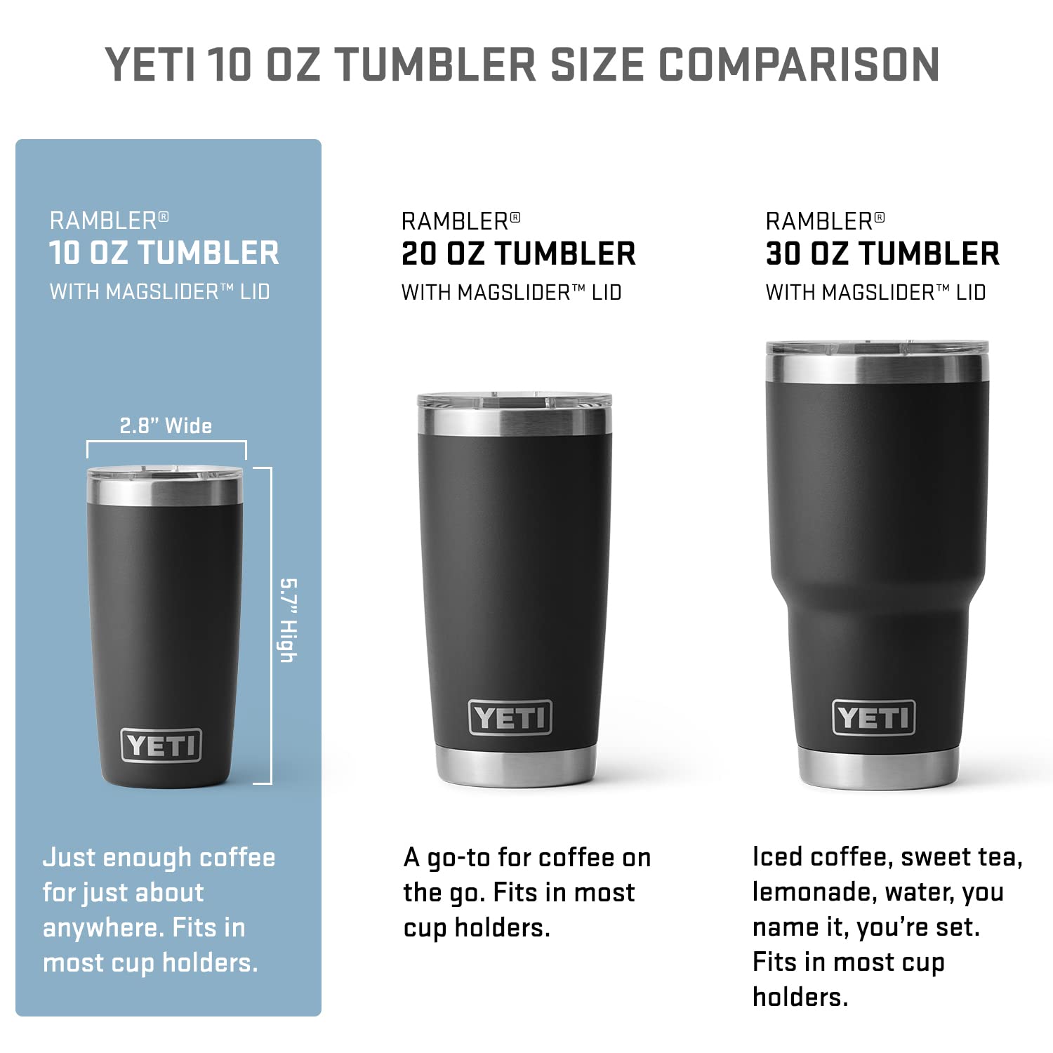 YETI Rambler 10 oz Tumbler, Stainless Steel, Vacuum Insulated with MagSlider Lid, White