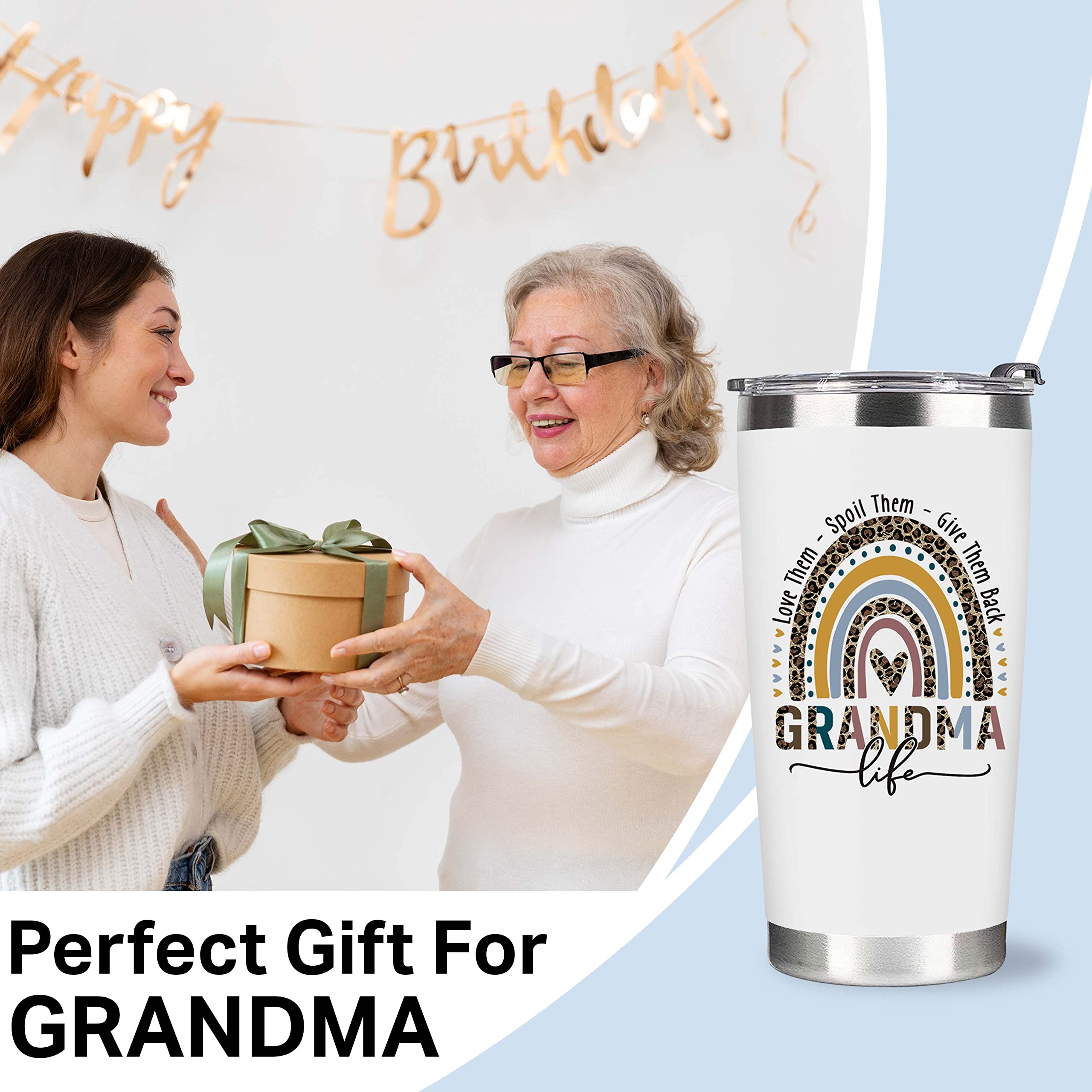 LIZAVY Mothers Day Gifts for Grandma from Grandkids - Great Grandma Gifts - Birthday Gifts for Grandma, Grandma Birthday Gifts - Best Grandma Tumbler 20Oz