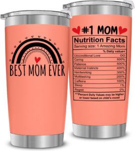 cochimo christmas gifts for mom from daughter son kid - mom gifts for mothers day - birthday gifts for mom, new mom, mom to be, mom in law, stepmom - mom coffee cup tumbler 20 oz - coral pink