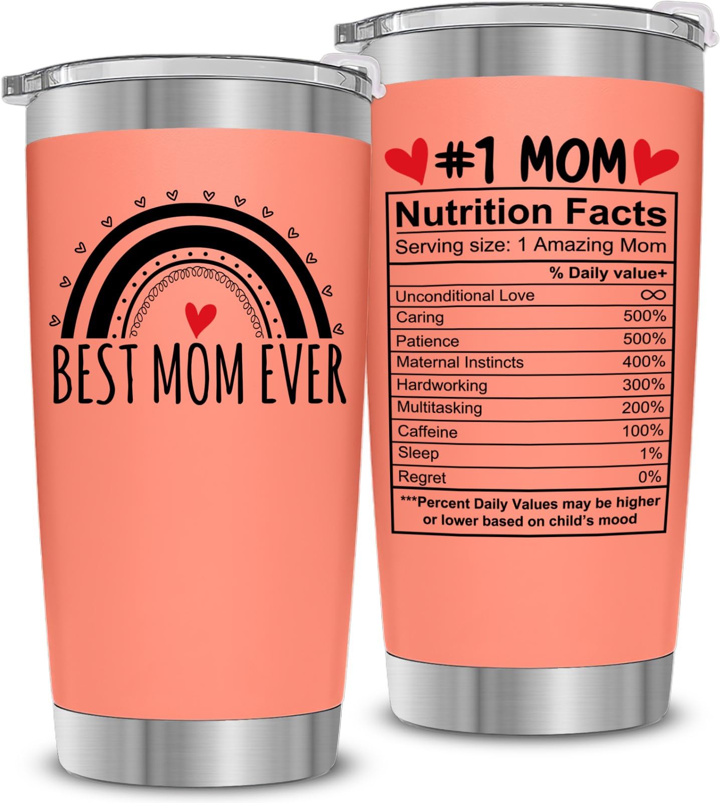 COCHIMO Christmas Gifts for Mom from Daughter Son Kid - Mom Gifts for Mothers Day - Birthday Gifts for Mom, New Mom, Mom To Be, Mom in Law, Stepmom - Mom Coffee Cup Tumbler 20 oz - Coral Pink