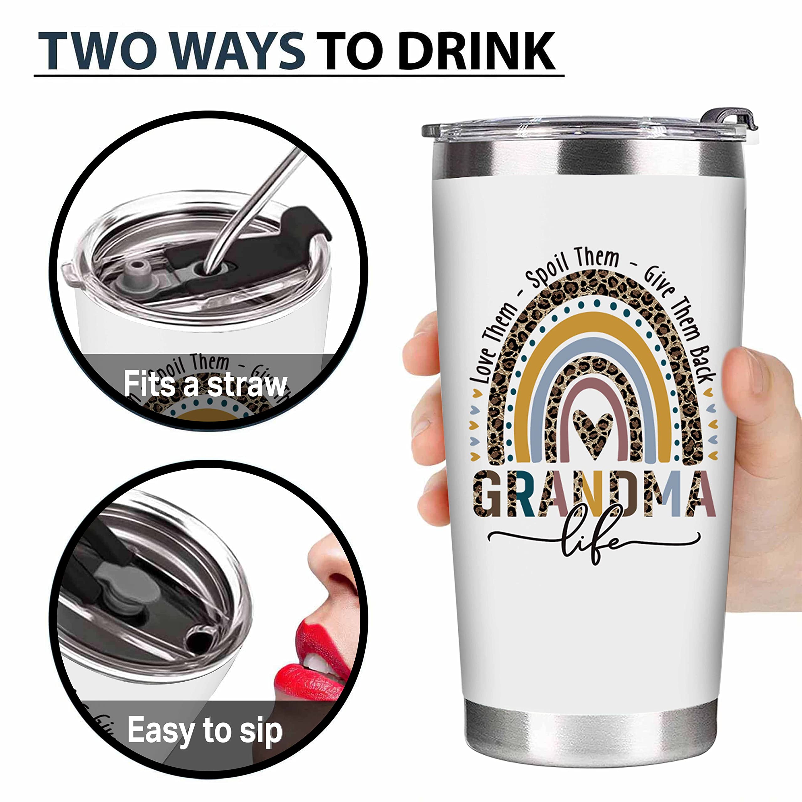 LIZAVY Mothers Day Gifts for Grandma from Grandkids - Great Grandma Gifts - Birthday Gifts for Grandma, Grandma Birthday Gifts - Best Grandma Tumbler 20Oz