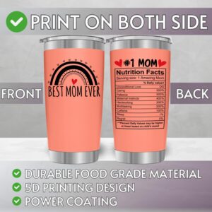 COCHIMO Christmas Gifts for Mom from Daughter Son Kid - Mom Gifts for Mothers Day - Birthday Gifts for Mom, New Mom, Mom To Be, Mom in Law, Stepmom - Mom Coffee Cup Tumbler 20 oz - Coral Pink