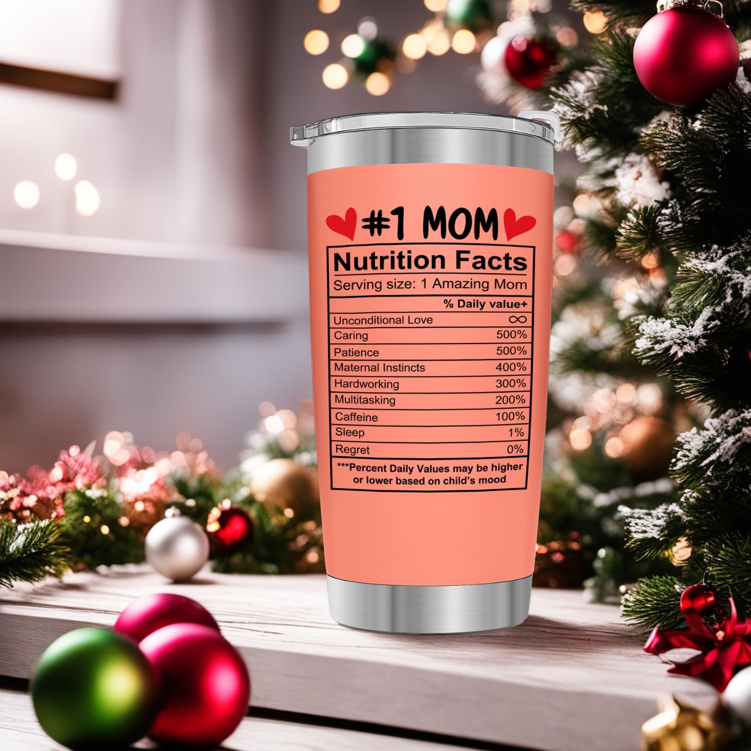 COCHIMO Christmas Gifts for Mom from Daughter Son Kid - Mom Gifts for Mothers Day - Birthday Gifts for Mom, New Mom, Mom To Be, Mom in Law, Stepmom - Mom Coffee Cup Tumbler 20 oz - Coral Pink