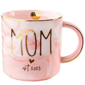 vilight new mom gifts for women - christmas gifts for first time moms est 2023 - pink marble mug ceramic coffee cup 11oz