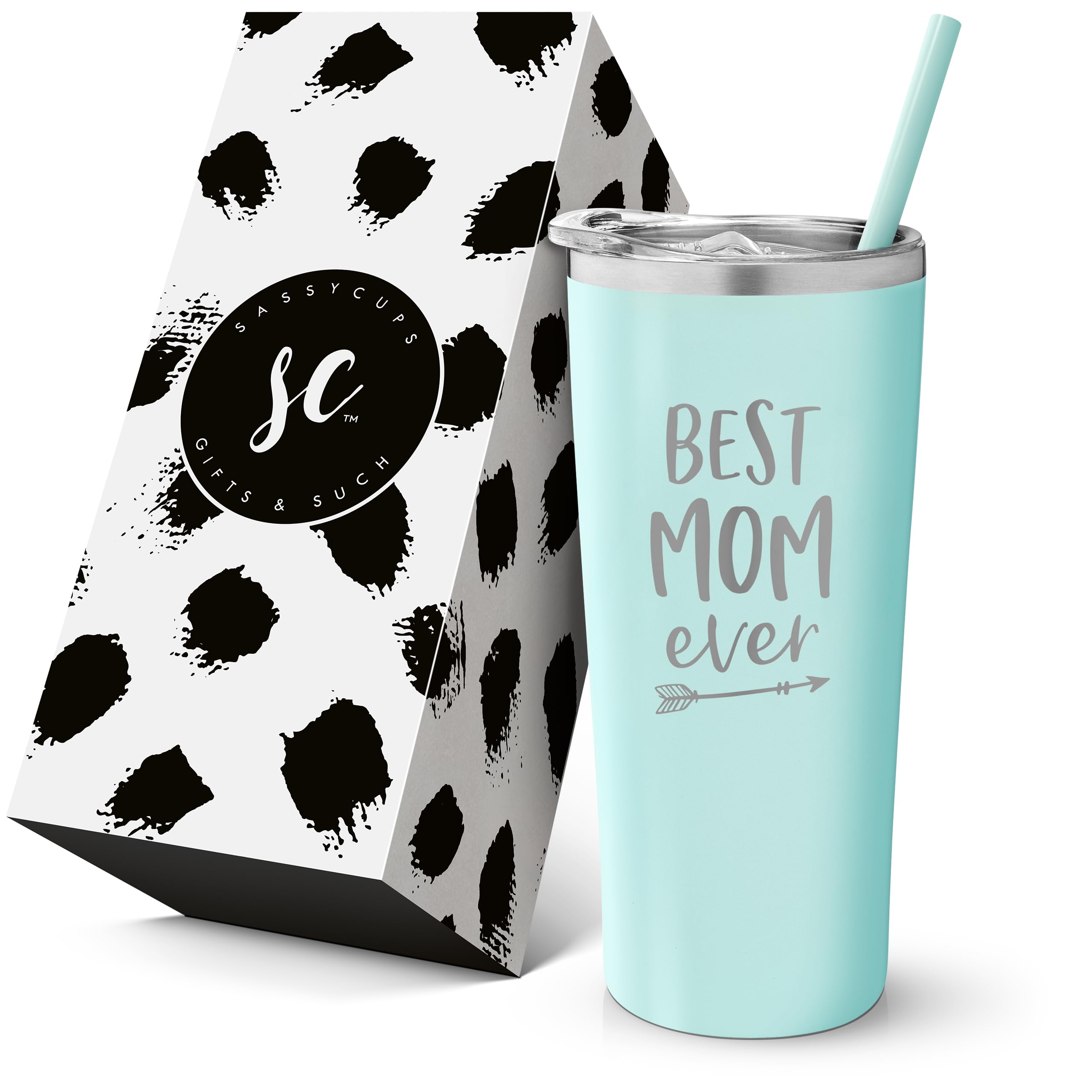 Best Mom Ever Stainless Steel Insulated Travel Tumbler with Lid and Straw - Personalized Cup for Mom Birthday - Valentine's Day - Mother's Day - New Mom Travel Mug - World's Best Mom Tumbler