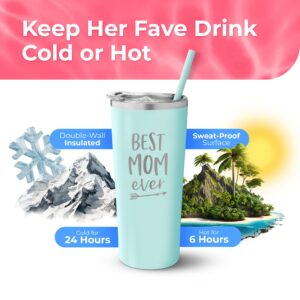 Best Mom Ever Stainless Steel Insulated Travel Tumbler with Lid and Straw - Personalized Cup for Mom Birthday - Valentine's Day - Mother's Day - New Mom Travel Mug - World's Best Mom Tumbler