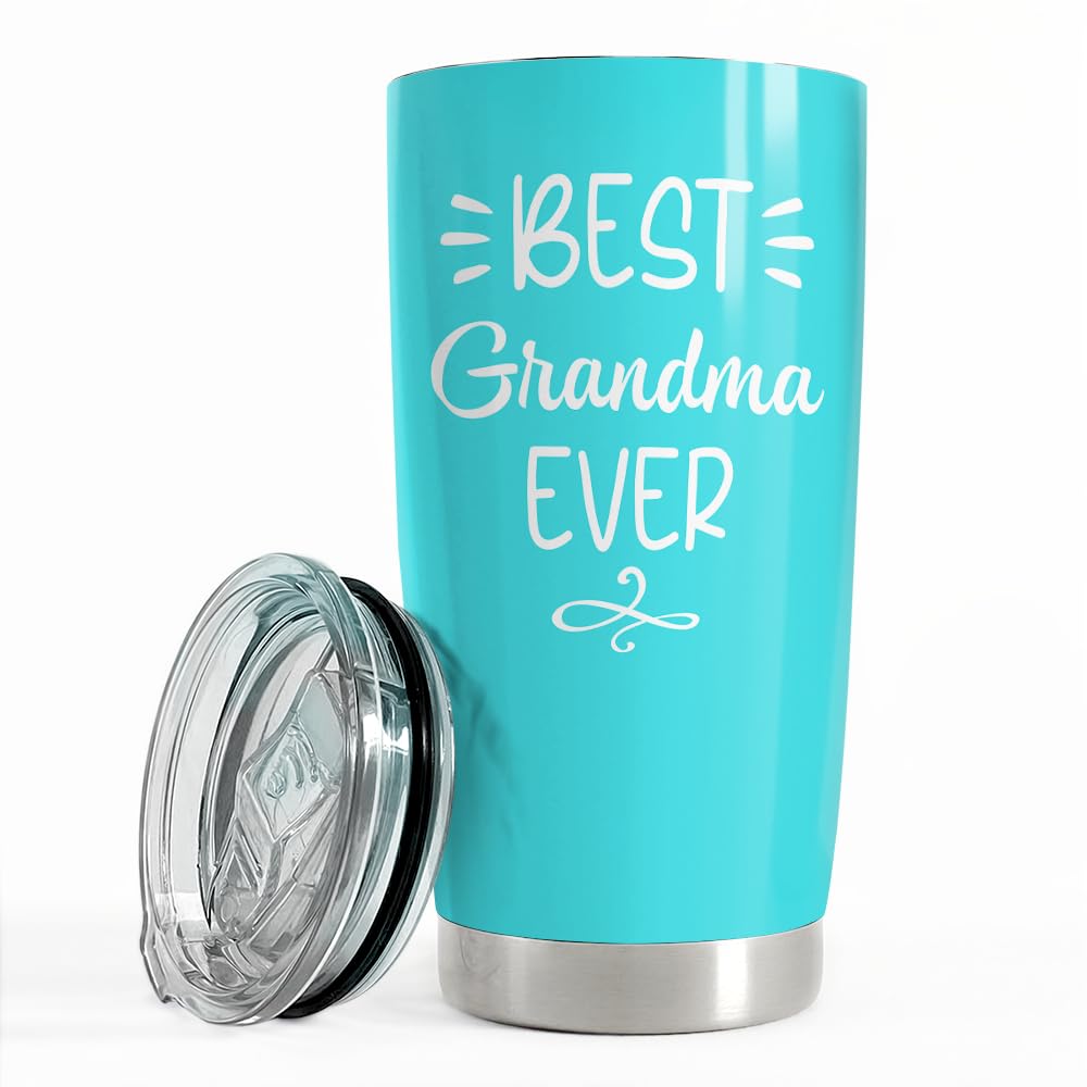 SANDJEST Best Grandma Ever Tumbler Gift for Nana from Grandkids - 20oz Mint Insulated Stainless Steel Travel Mug Granny Christmas, Birthday, Mother's Day Gifts for Nana, Gigi from Grandchildren