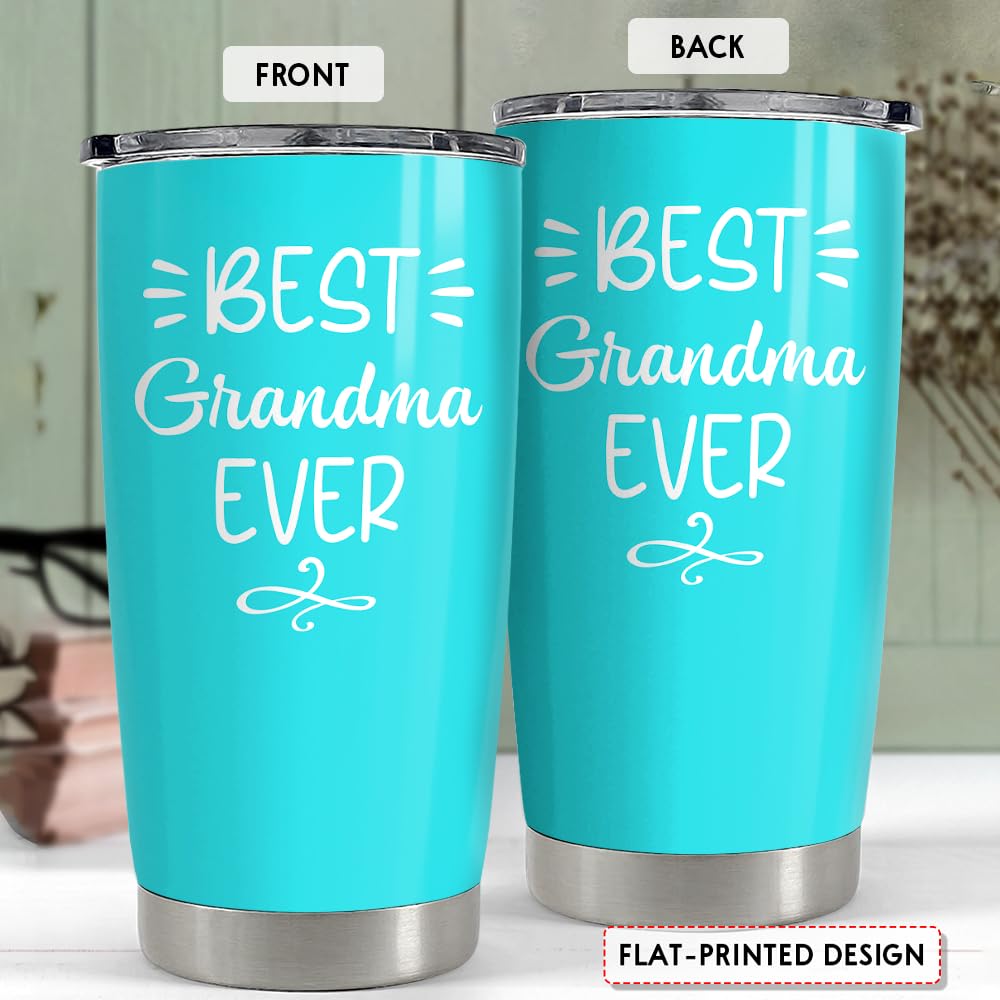 SANDJEST Best Grandma Ever Tumbler Gift for Nana from Grandkids - 20oz Mint Insulated Stainless Steel Travel Mug Granny Christmas, Birthday, Mother's Day Gifts for Nana, Gigi from Grandchildren