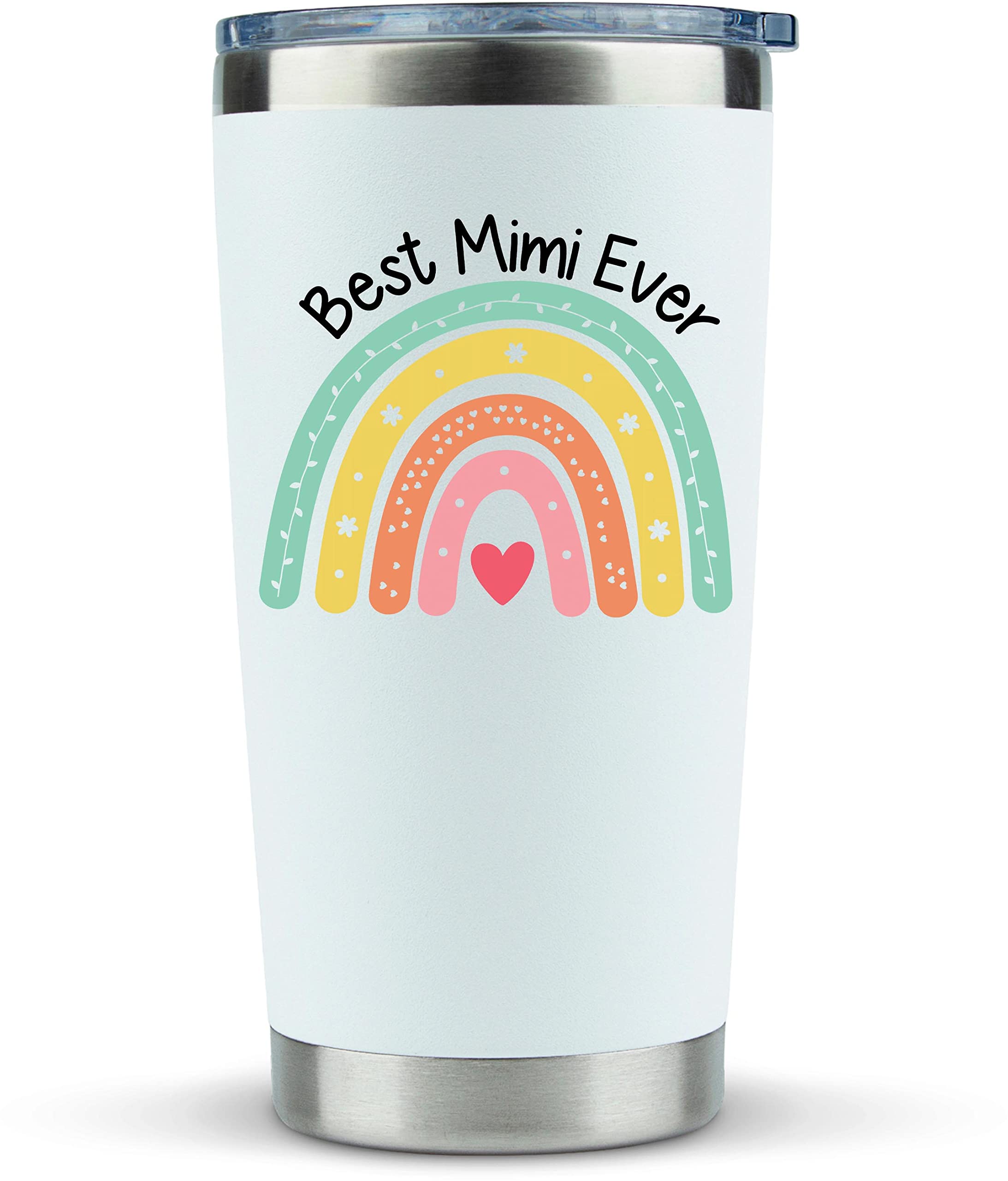 KLUBI Mimi Gifts Tumbler - 20oz Tumbler Mug with Straws - Gift Idea for Grandma, Happy Birthday Presents from Granddaughter, Grandson, Cup, Grandchildren