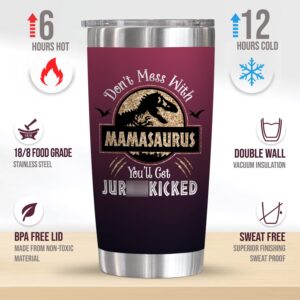 Gifts For Mom From Daughter, Friend Birthday, Christmas, Mothers Day Gifts For Mom, Mamasaurus Mom Tumbler Gifts, Presents For Mom, First Time, New Mom Gifts For Women, 20 Oz Stainless Steel Tumbler