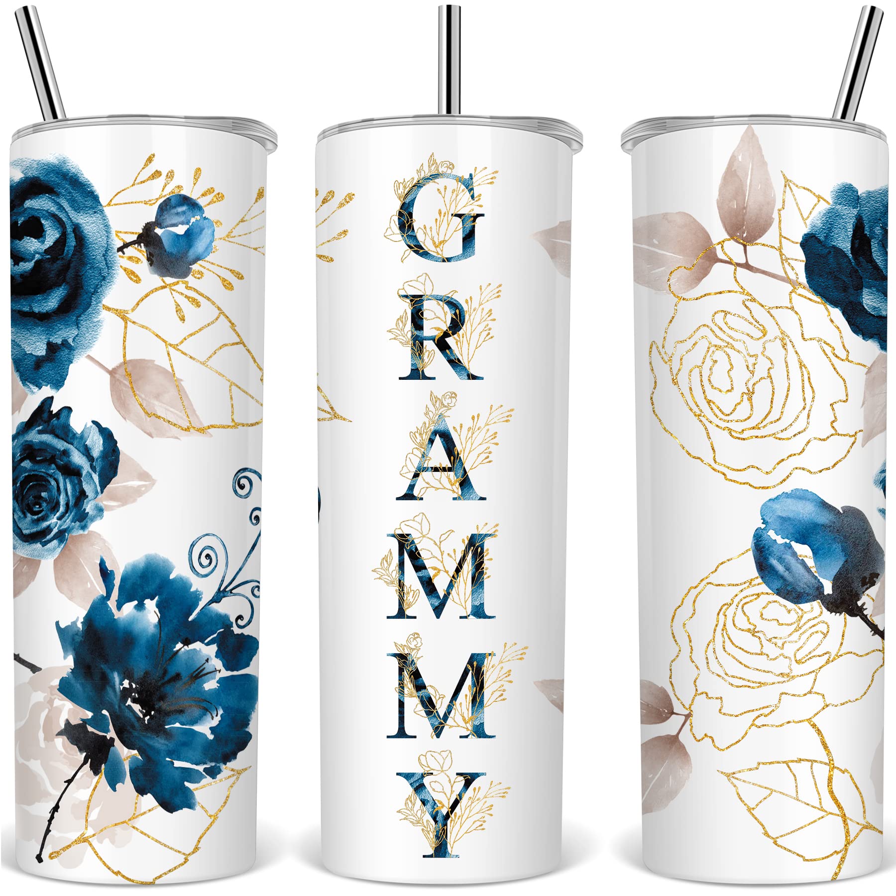 Gifts for Grammy Grandmother Birthday Mother's Day&Christmas Gift from grandson,granddaughter - Stainless Steel Insulated Tumbler Coffee Travel Mug, Reusable Cup With Straw Leakproof Flip Present