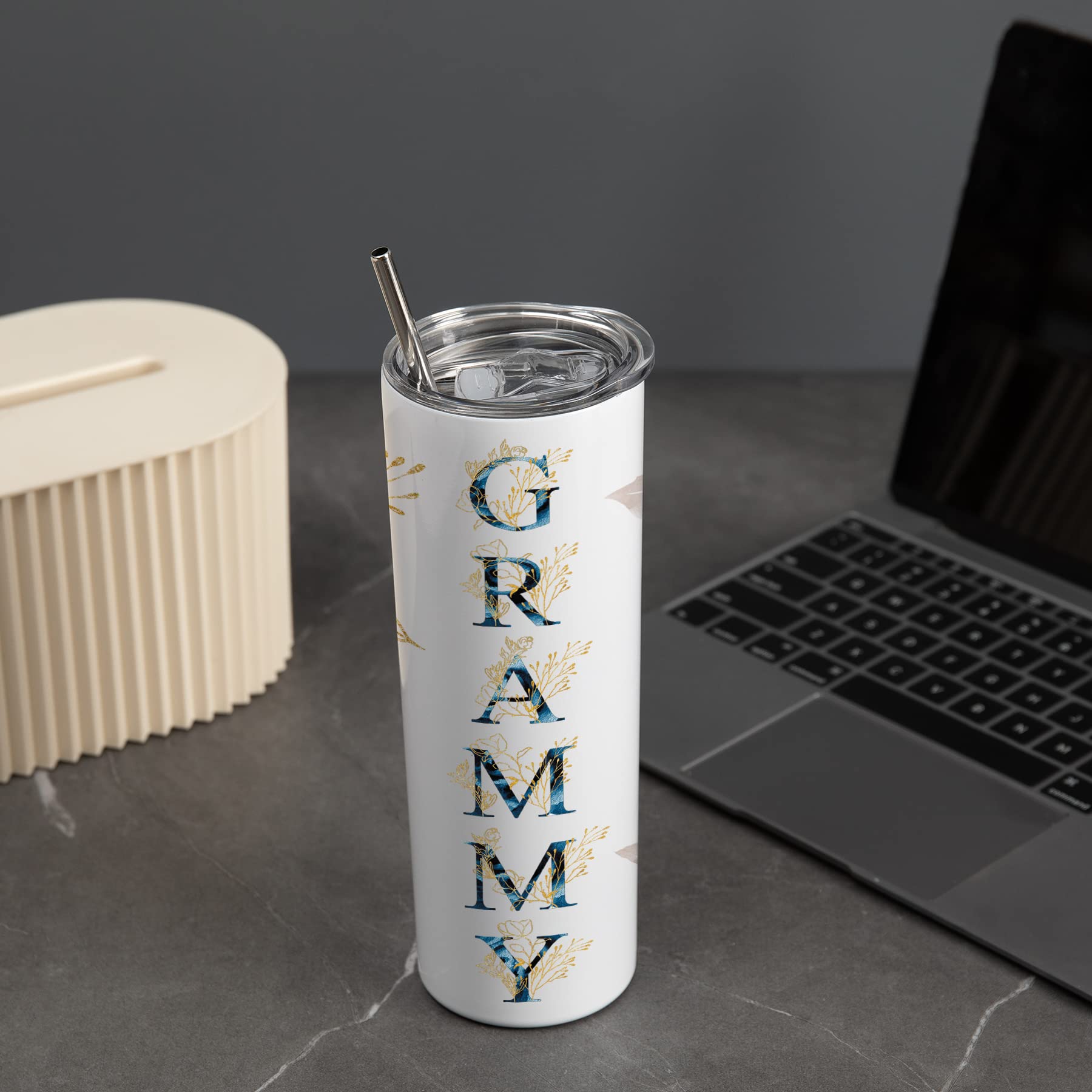 Gifts for Grammy Grandmother Birthday Mother's Day&Christmas Gift from grandson,granddaughter - Stainless Steel Insulated Tumbler Coffee Travel Mug, Reusable Cup With Straw Leakproof Flip Present