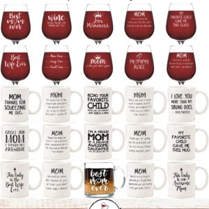 Mom Pour Funny Mom Wine Glass - Best Birthday Gifts for Mom, Women - Gag Mom Gifts from Husband, Son, Daughter - Fun Novelty Bday Present Idea for New Mother, Wife, Friend, Adult Sister, Her