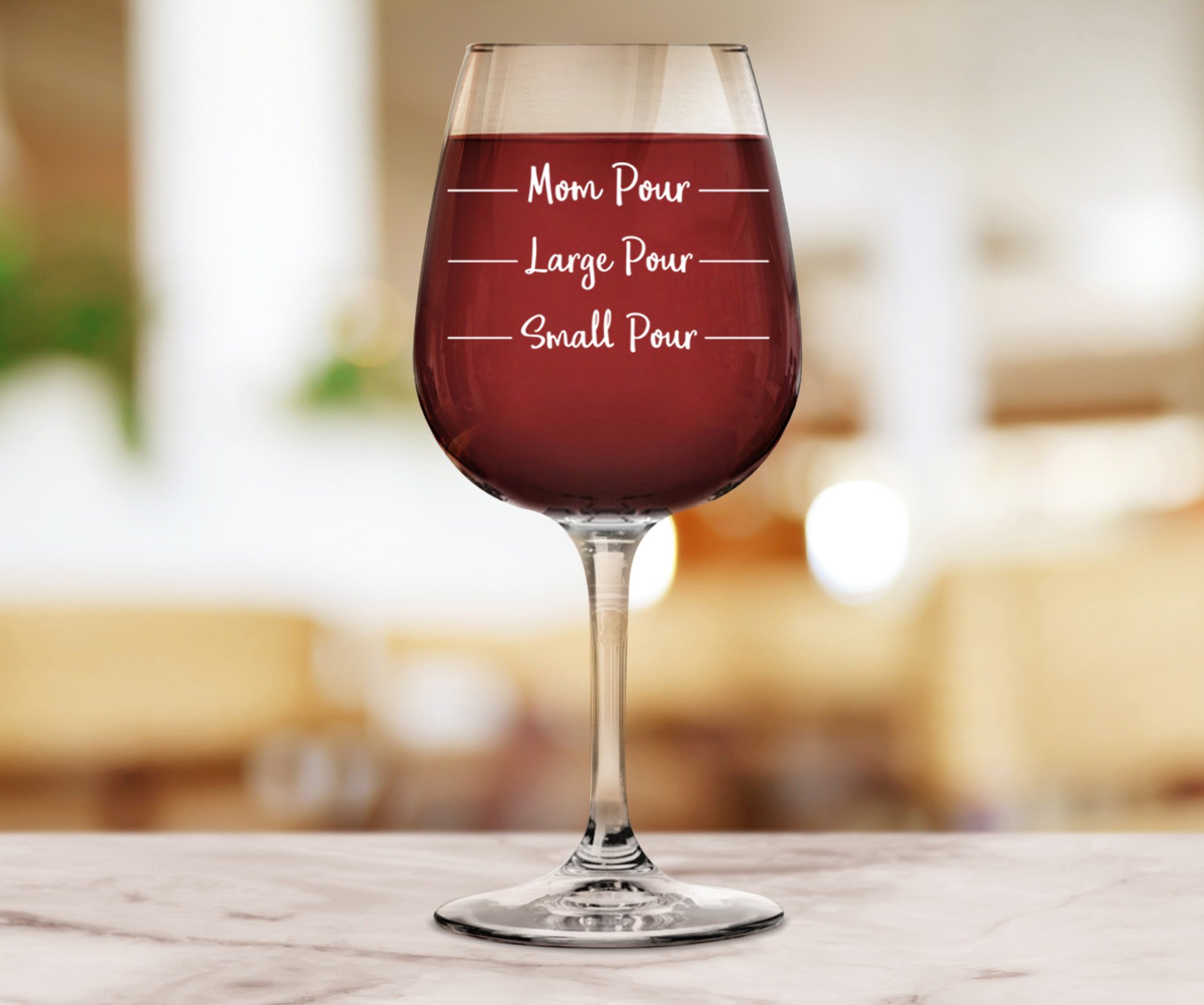 Mom Pour Funny Mom Wine Glass - Best Birthday Gifts for Mom, Women - Gag Mom Gifts from Husband, Son, Daughter - Fun Novelty Bday Present Idea for New Mother, Wife, Friend, Adult Sister, Her