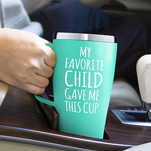 30oz Insulated Mom Travel Tumbler with Handle - My Favorite Child Gave Me This Cup Stainless Steel Tumbler for Mom from Daughter, Son as Christmas, Birthday, Mothers Day Gift, Mothers Tumbler