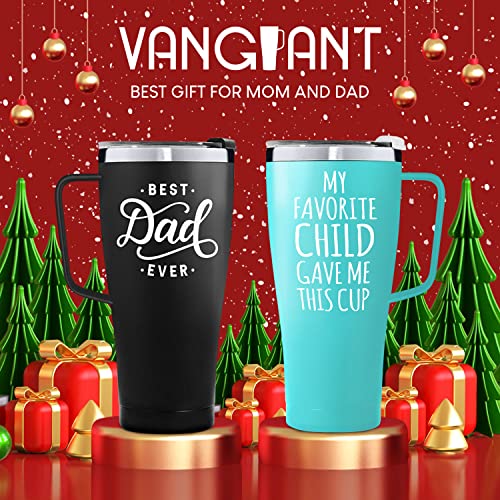 30oz Insulated Mom Travel Tumbler with Handle - My Favorite Child Gave Me This Cup Stainless Steel Tumbler for Mom from Daughter, Son as Christmas, Birthday, Mothers Day Gift, Mothers Tumbler