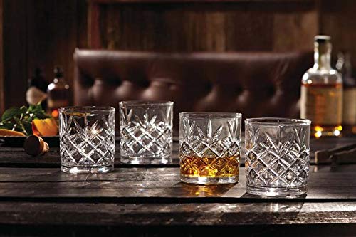 Royalty Art Kinsley Lowball Whiskey Glasses, 8 Pc. Set, 10.6 ounce Short Drinking Glassware for Liquor, Bourbon, Rye, or Beer, Elegant Drinkware for Men or Women, Dishwasher Safe (Lowball)