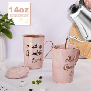 Grandma Gifts - Birthday Gifts for Grandma - Best Grandma Ever Mug - Unique Birthday Mothers Day Gifts Ideas for Grandma, Grandmother - Marble Ceramic Grandma Coffee Mug Print with Gold 14oz Pink