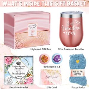 Best Grandma Gifts Mothers Day Gifts for Grandma from Granddaughter Grandchildren Grandkids, Nana Gifts Basket Grandma Birthday Gifts for Grandmother, New Grandma Gift with Wine Tumbler for Christmas