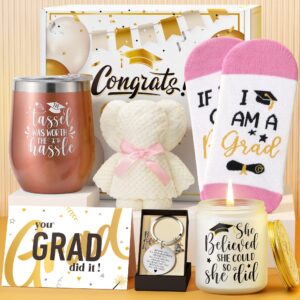 graduation gifts for her 2024, best high school college graduation gifts cool master degree grad gifts box, congratulations gifts for graduates girls women daughter nurse sister friend w/wine tumbler