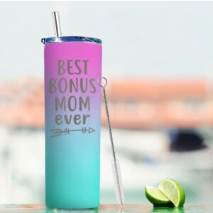 Mothers Day Gifts for Mother In Law Best Bonus Mom Gifts From Daughter Son 20oz Pink Gradient Travel Cup Gift Set for Stepmom Christmas Birthday Presents for Stepmother Tumbler with Lid Staw