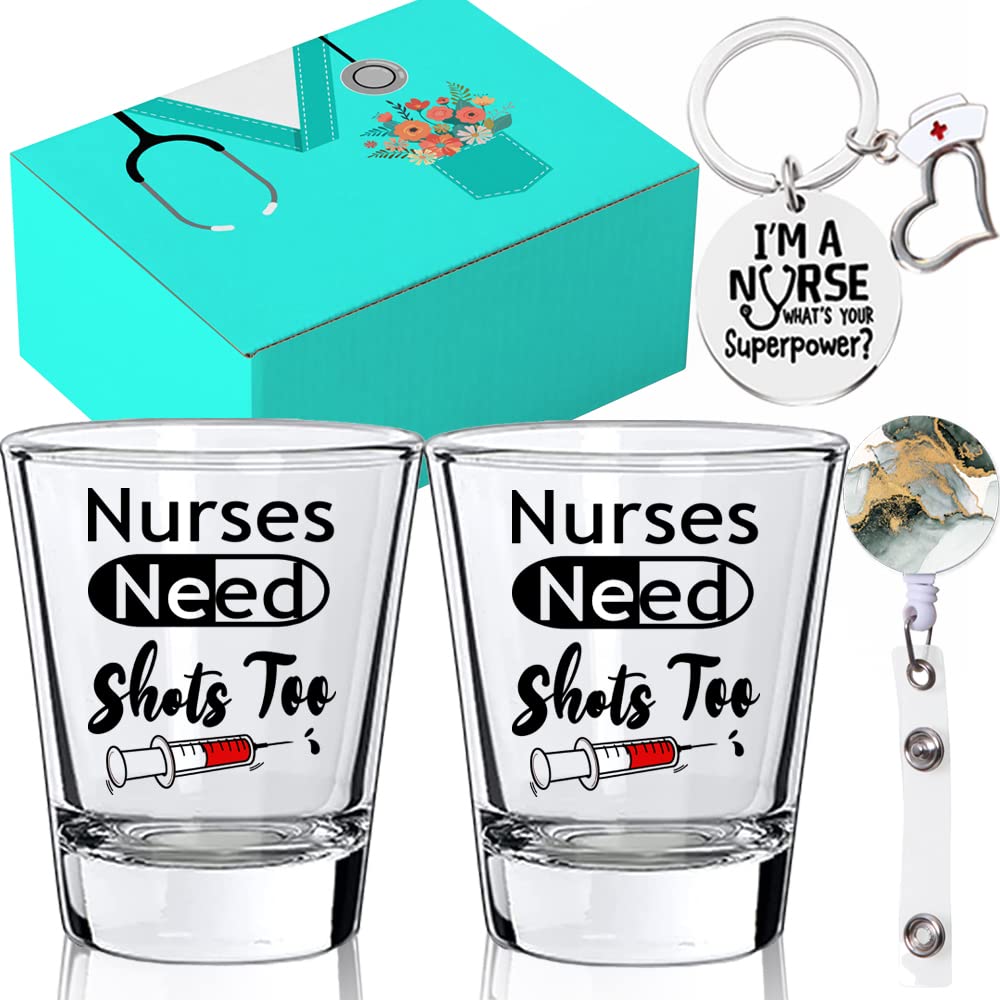 CORCUP Nurse Need Too Glass, Funny Glass Gift for Women& Male Nurses Mom Sister Friend Present for Nursing School Student Graduation Nurses Day Birthday Party 2 oz