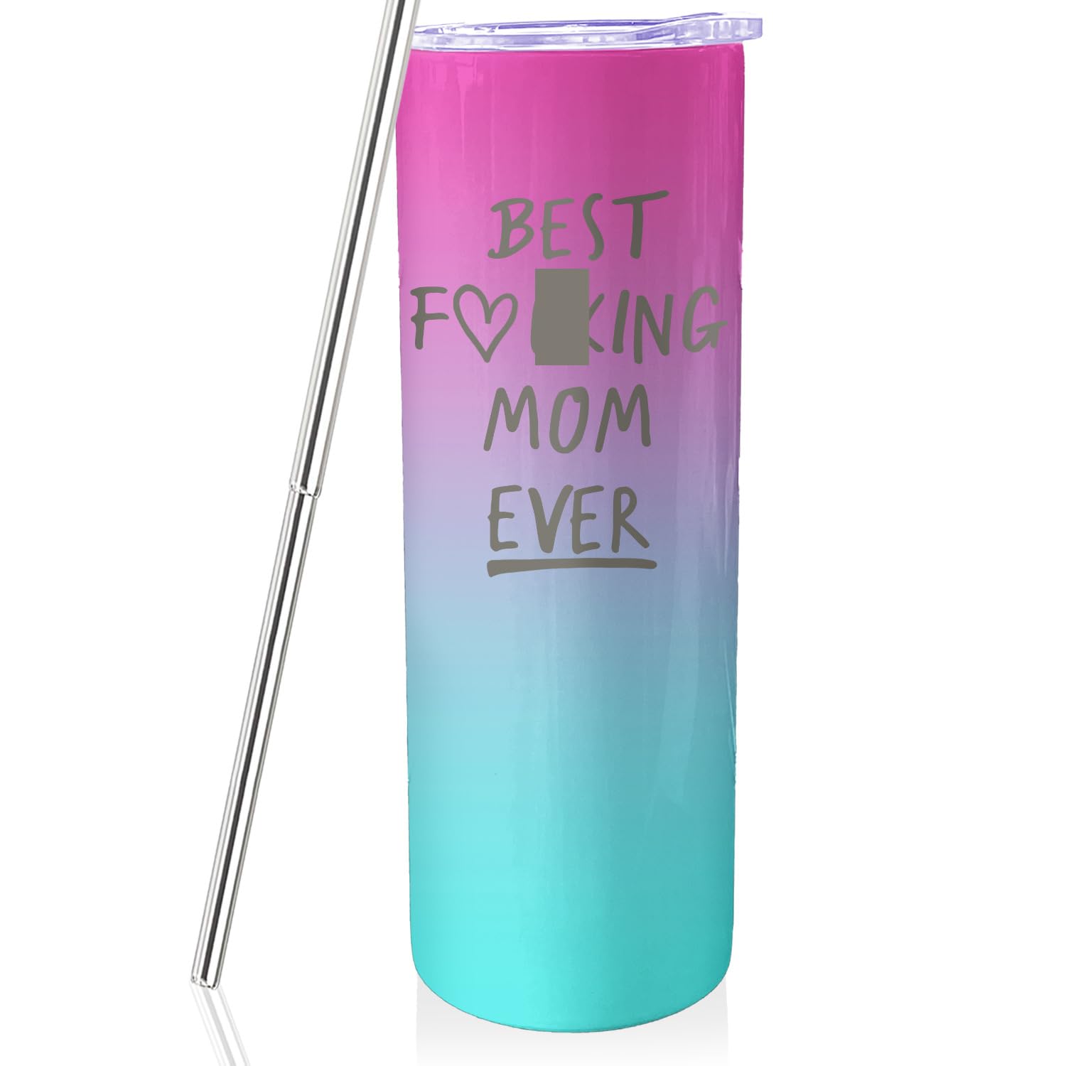 Gifts for Mom from Daughter Son Kids Best Mom Ever Tumbler Gifts 20oz Travel Cup Gifts for Mom Mothers Day Birthday Christmas Presents Pink Gradient Stainless Steel Tumbler with Lid Staw