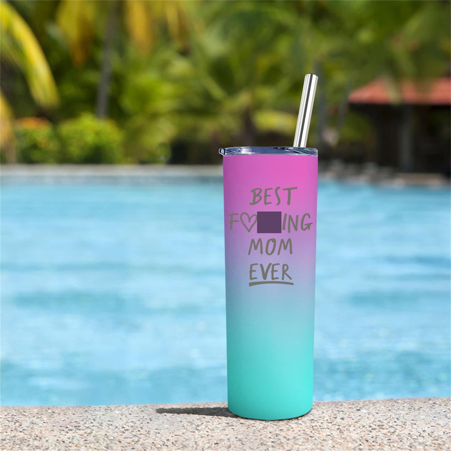 Gifts for Mom from Daughter Son Kids Best Mom Ever Tumbler Gifts 20oz Travel Cup Gifts for Mom Mothers Day Birthday Christmas Presents Pink Gradient Stainless Steel Tumbler with Lid Staw