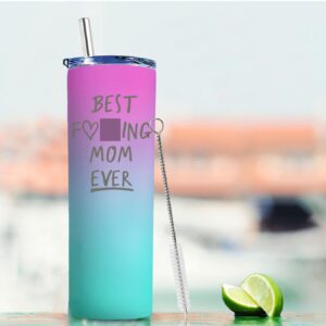 Gifts for Mom from Daughter Son Kids Best Mom Ever Tumbler Gifts 20oz Travel Cup Gifts for Mom Mothers Day Birthday Christmas Presents Pink Gradient Stainless Steel Tumbler with Lid Staw