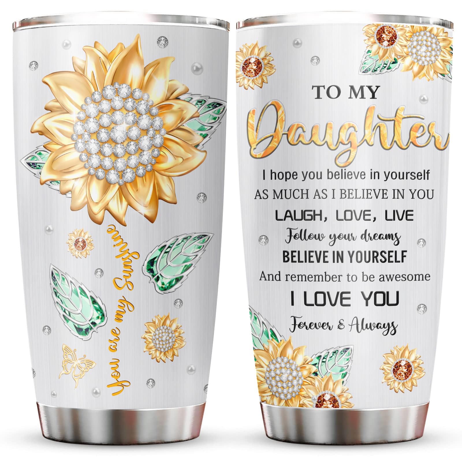 Daughter Gift from Mom/Dad Tumblers 20oz - Gifts for Daughter from Mother/Father Coffee Mug - To My Daughter Cup - Christmas Mothers Day Birthday Gift Ideas for Daughter - Gifts for Adult Daughter