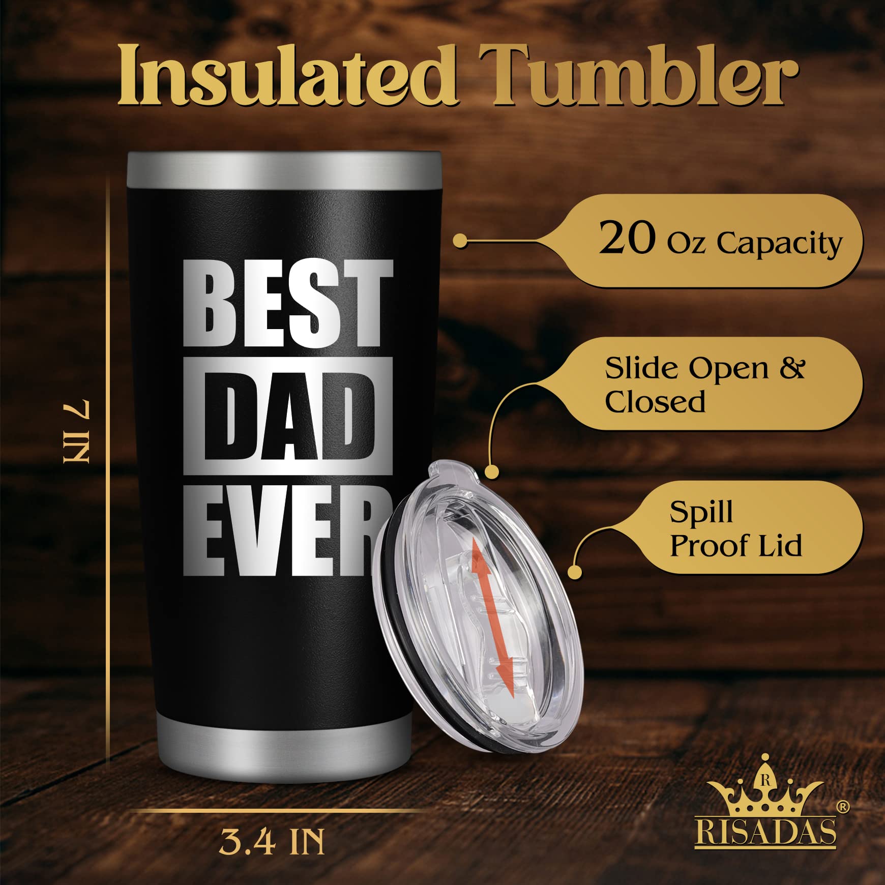 Fathers Day Gift for Dad - Gifts for Dad, Dad Gifts from Daughter Son - Birthday Gifts for Dad, Best Dad Ever Gifts - Fathers Day Gift Ideas for Dad Husband Men, 20 oz Tumbler