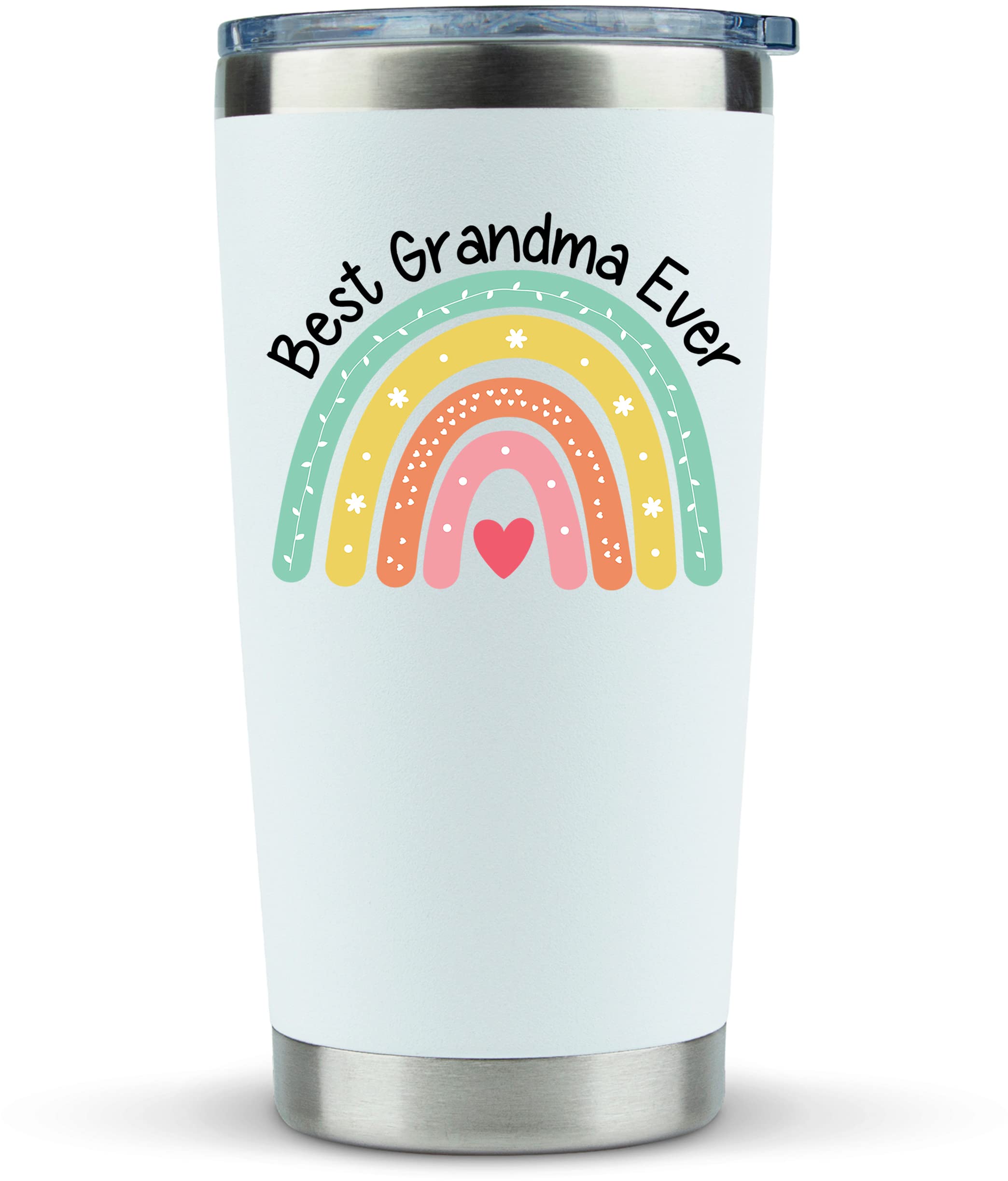 KLUBI Grandma Gifts Tumbler Mug - Best Grandma Ever 20oz Tumbler Mug With Straw - Christmas dea for Great Grandmother, Cute Birthday, from Grandchildren, Granddaughter, Happy Grammy, Bday, Present