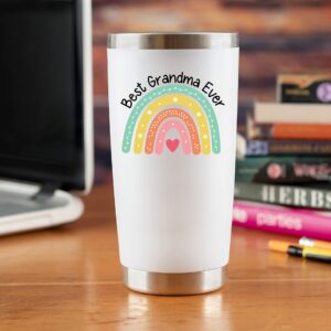 KLUBI Grandma Gifts Tumbler Mug - Best Grandma Ever 20oz Tumbler Mug With Straw - Christmas dea for Great Grandmother, Cute Birthday, from Grandchildren, Granddaughter, Happy Grammy, Bday, Present