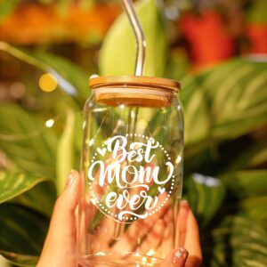 NewEleven Mothers Day Gifts For Mom - Unique Birthday Gifts For Mom, Mother, Wife, New Mom, Bonus Mom, Pregnant Mom - 16 Oz Coffee Glass