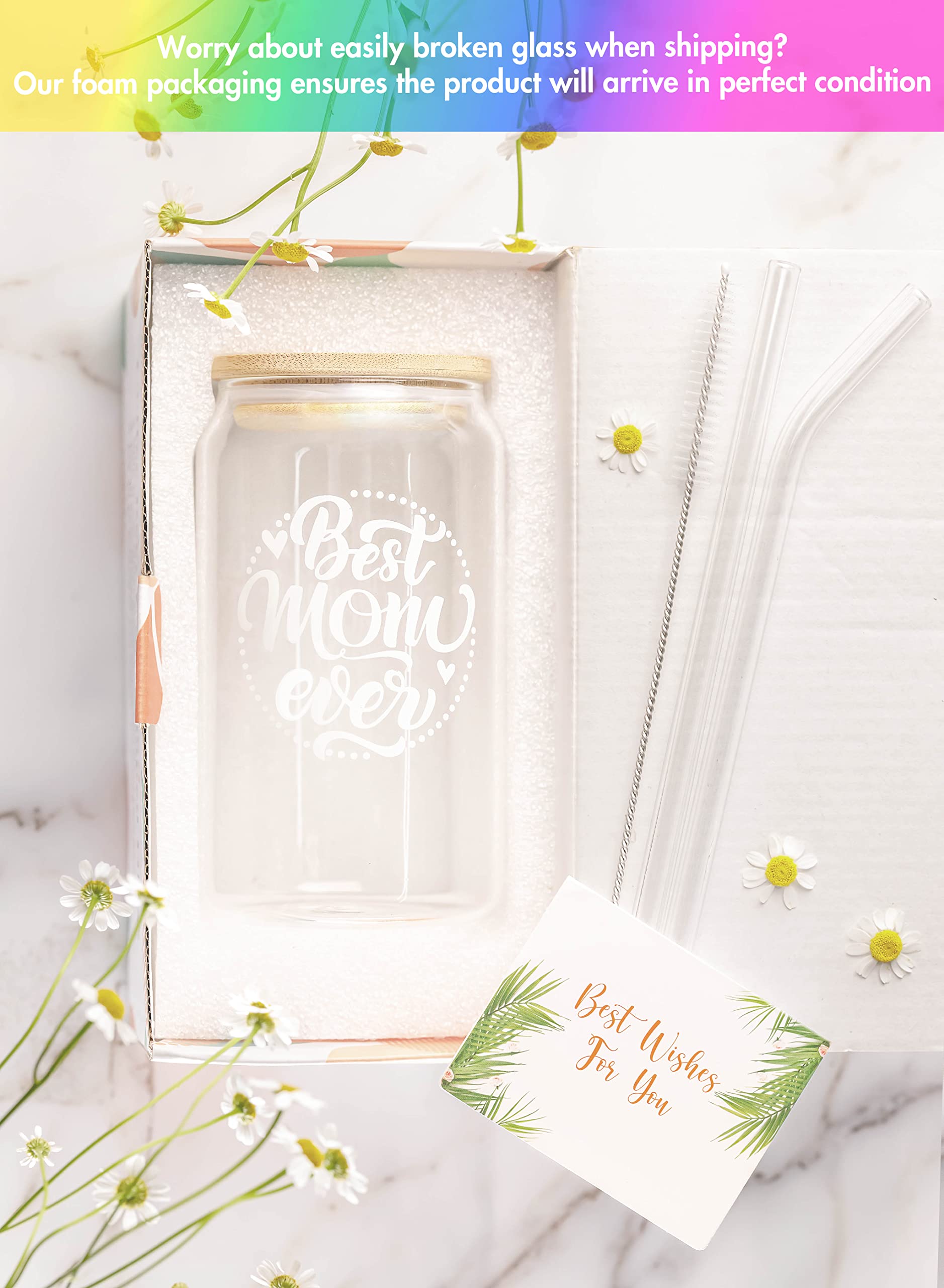 NewEleven Mothers Day Gifts For Mom - Unique Birthday Gifts For Mom, Mother, Wife, New Mom, Bonus Mom, Pregnant Mom - 16 Oz Coffee Glass