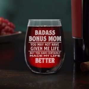 shop4ever Stepmom You May Not Have Given Me Life But You Certainly Made My Life Better Engraved Stemless Wine Glass Mother's Day Gift 15 oz.