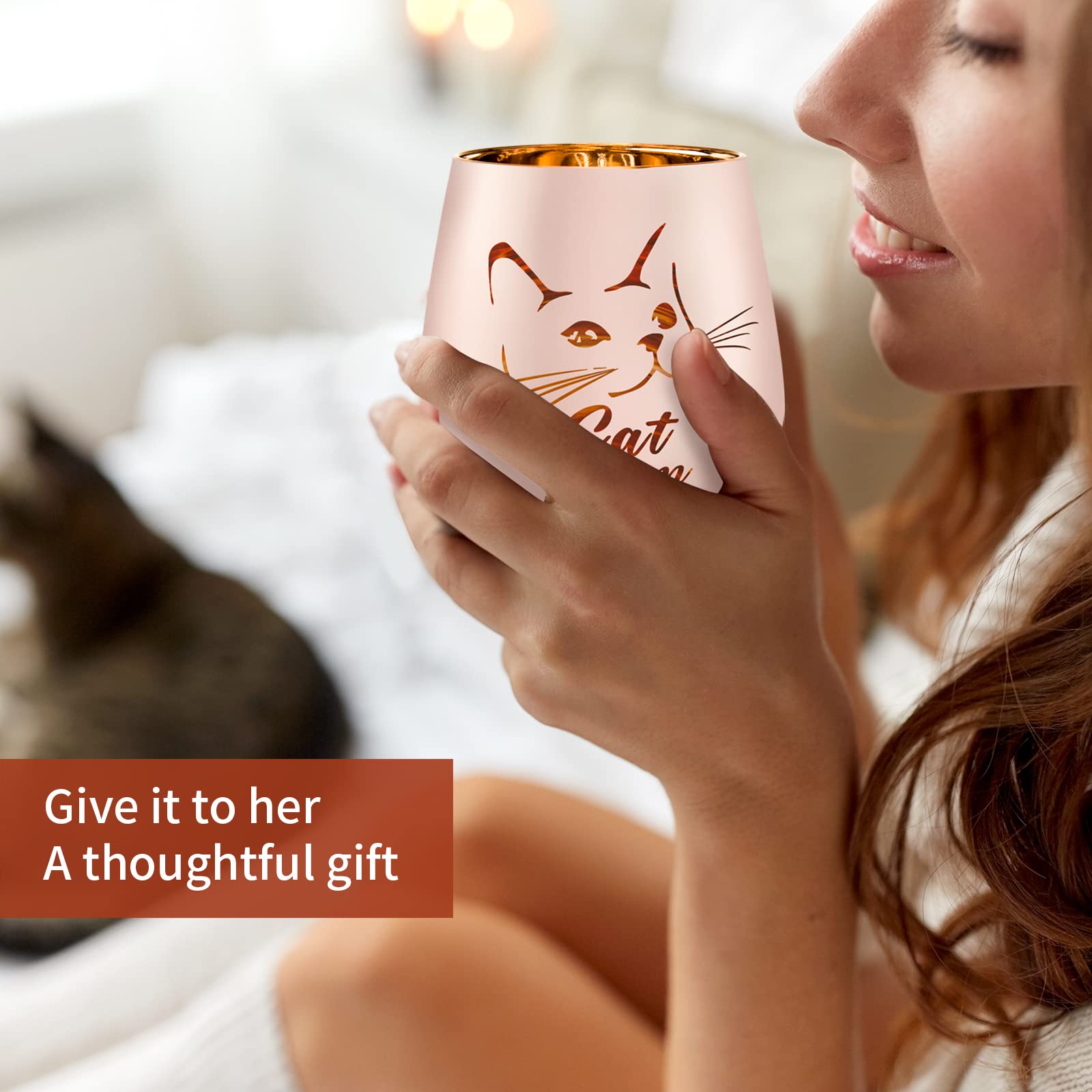 xilaxila Cat Mom Gifts - Funny Cat Lover Gifts for Women - Mothers Day Birthday Gifts for Mom - Cat Gifts for Cat Lovers - Cat Wine Glasses (Cat Mom)