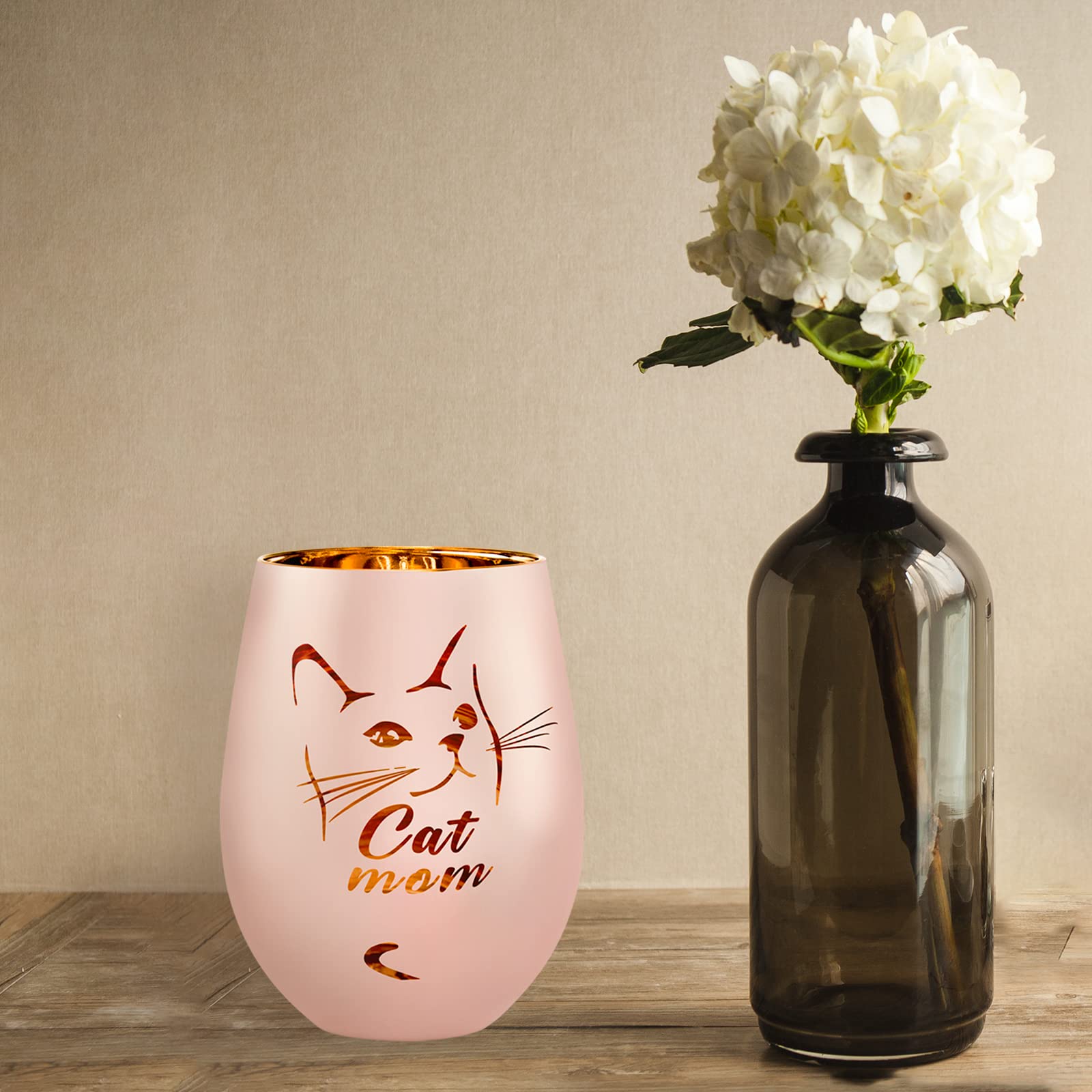 xilaxila Cat Mom Gifts - Funny Cat Lover Gifts for Women - Mothers Day Birthday Gifts for Mom - Cat Gifts for Cat Lovers - Cat Wine Glasses (Cat Mom)