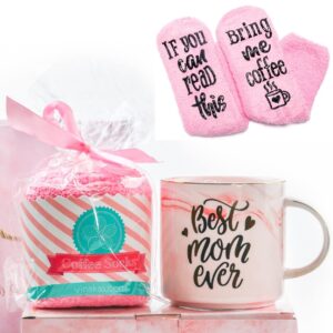 vinakas gifts for mom birthday gifts for mom from daughter and son: best mom ever coffee mug & cozy cotton socks set