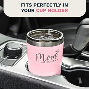 New Mom Gifts for Women After Birth - Mom Est. 2023, 16 oz Blush Mom Tumbler with Lid - Sentimental Gifts for Mom - First Mothers Day Gifts - First Time Mom Gifts - Pregnancy Gifts for First Time Moms