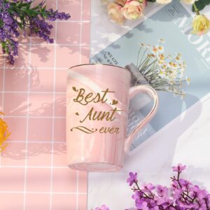 Best Aunt Ever Mug Best Aunt Ever Coffee Mug Best Aunt Ever Gifts Best Aunt Ever Cup Aunt Coffee Mug Birthday Mothers Day Gifts for Aunt from Nephew Niece 14 Ounce Pink with Gift Box Spoon Coaster