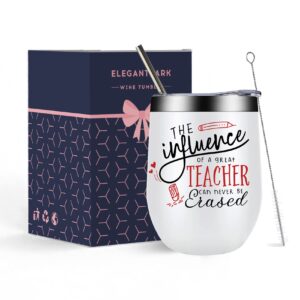 elegantpark teacher gifts for women men teacher appreciation gifts teacher wine tumbler teacher christmas gifts thank you graduation gifts end of year for teacher tumbler with straw white 12 oz