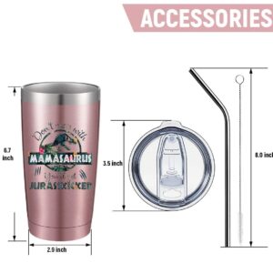 ATHAND Mom Birthday Gifts - Mothers Day Gifts For Mom From Daughter, Son, Husband, Kids - New Mom Cup Tumbler - Funny MAMASAURUS Iced Coffee Mug Insulated Tumbler Cups with Lid Straw (Rose Gold)