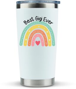 gigi gifts tumbler mug - best gigi ever 20oz tumbler with straws -unique gift idea for grandma, from grandson, granddaughter, grandchildren, happy birthday, cup