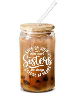 neweleven mothers day gifts for sister from sister, brother - unique birthday present for sister, soul sister, big sister, little sister, sister in law, sibling, bestie - 16 oz coffee glass