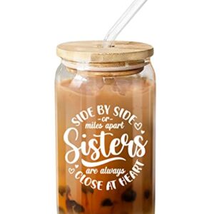 NewEleven Mothers Day Gifts For Sister From Sister, Brother - Unique Birthday Present For Sister, Soul Sister, Big Sister, Little Sister, Sister In Law, Sibling, Bestie - 16 Oz Coffee Glass