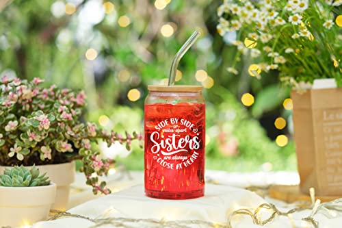 NewEleven Mothers Day Gifts For Sister From Sister, Brother - Unique Birthday Present For Sister, Soul Sister, Big Sister, Little Sister, Sister In Law, Sibling, Bestie - 16 Oz Coffee Glass