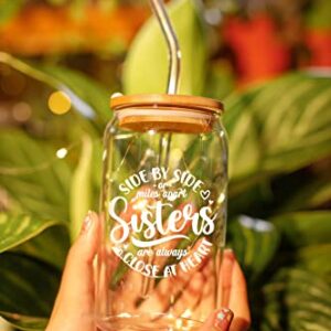 NewEleven Mothers Day Gifts For Sister From Sister, Brother - Unique Birthday Present For Sister, Soul Sister, Big Sister, Little Sister, Sister In Law, Sibling, Bestie - 16 Oz Coffee Glass