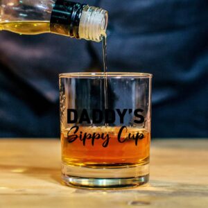 Fathers Day Funny Gifts for New Dad Papa Father,Husband from Daughter Son Kids Wife, First Time Parents Birthday Anniversary Gag Gifts Ideas ,12 oz Cool Bourbon Scotch Daddy's Sippy Cup Whiskey Glass